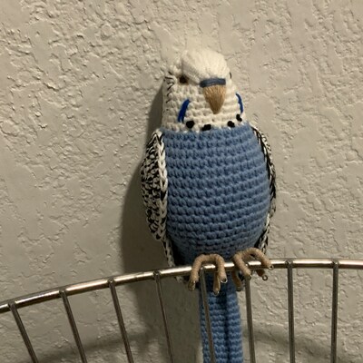 Blue White Budgie Stuffed Animal Realistic Parakeet Plush Crochet ...
