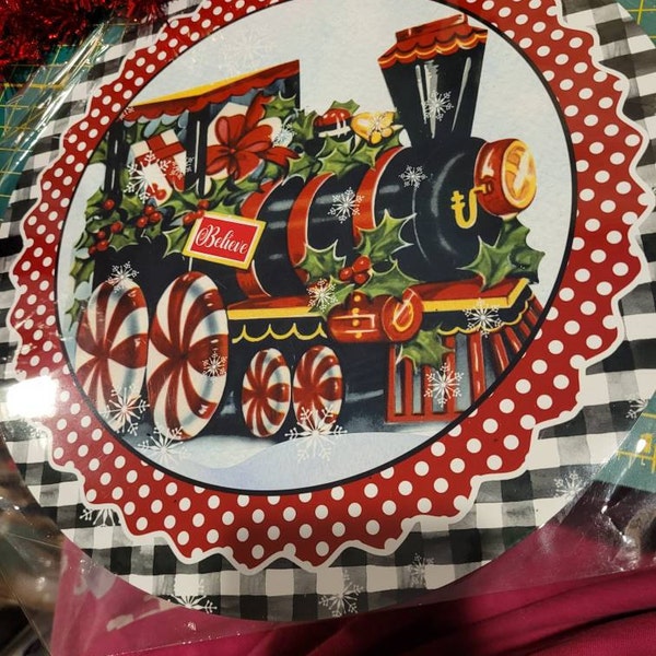 Retro Christmas Train Wreath Sign, Metal Wreath Signs, Signs for ...