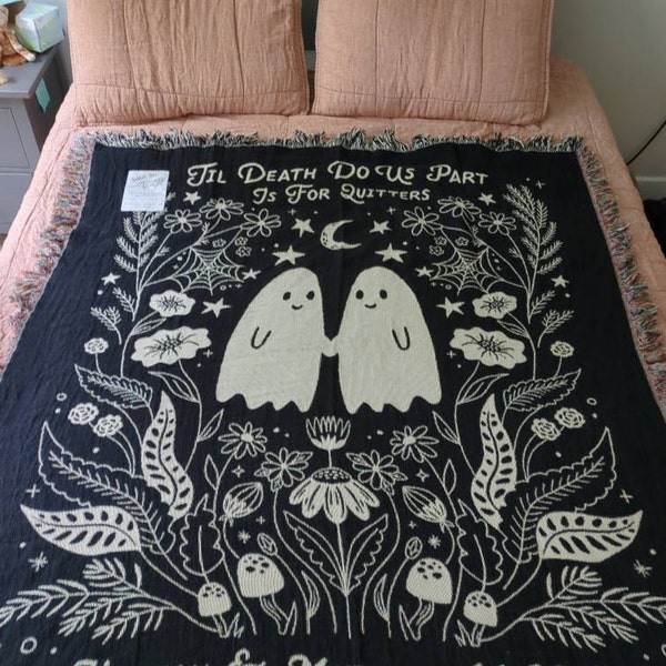 Til Death Blanket: Ghosts Woven Throw, Unique Spooky Couple Gift, Funny ...