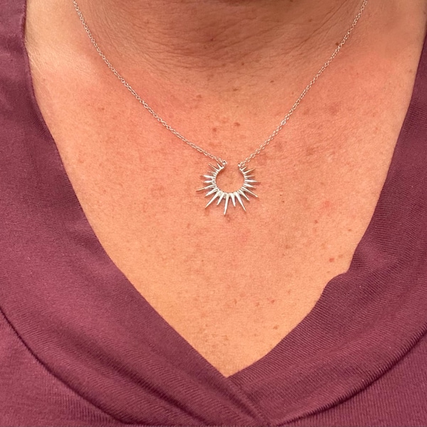 Sun Necklace - Spike Necklace - Pendant Necklace - Dainty Necklace ...
