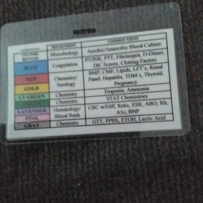 Order of Draw Badge Card. Common Blood Tests/tubes. - Etsy