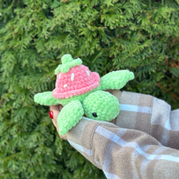 Crochet Mini Strawberry Turtle Pattern PDF Download Beginner Friendly ...