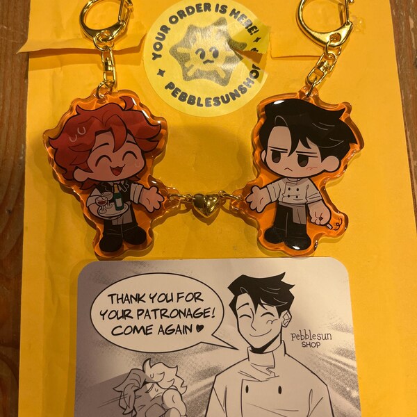 Rody and Vincent Heart Magnet Keychain Set | Dead Plate 6.5 Cm Double ...