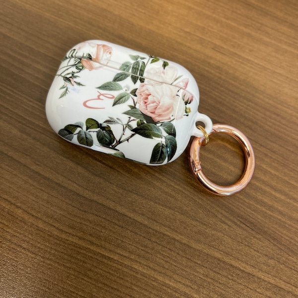 Rose Pattern AirPod Case Personalized Airpods Pro Hard Cover Keychain ...