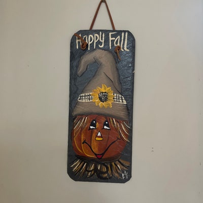 Painted Fall Slate Sign, Fall Welcome Plaque, Painted Slate Sign, Fall ...