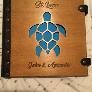 Wooden Photo Album Vacation Adventures With Turtle Monogram and Your ...