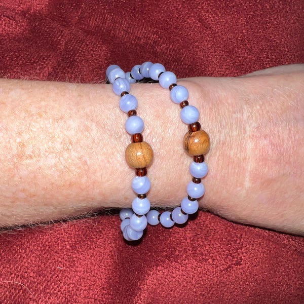Blue Ceramic and Decorative Wood Cross Protestant Prayer Beads ...