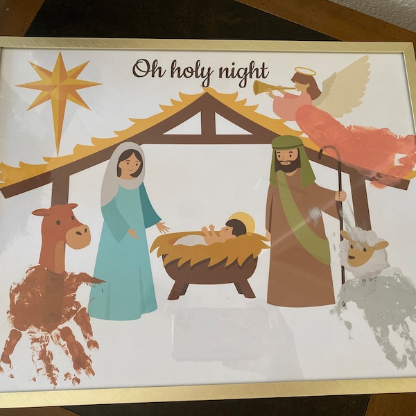 Printable Nativity Handprint Craft 11x14 Handprint Template Footprint ...