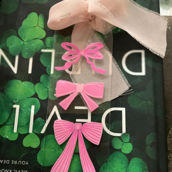 Bookmark Acrylic Bookmark Pink Bow Bookmark Red Bow Bookmark Book Lover ...