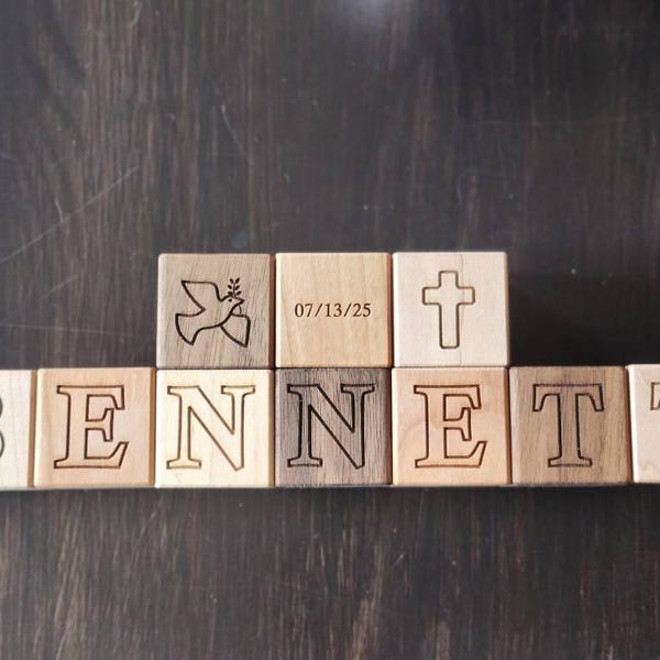 BAPTISM NAME BLOCKS - Personalized Baby or Child's Christening or ...