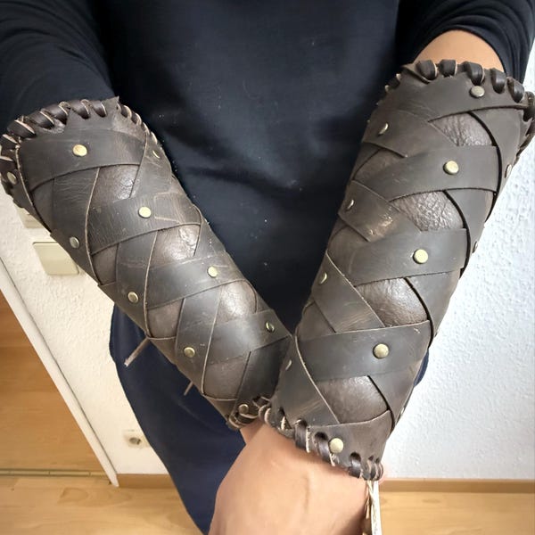 Forest Leaves Vambraces, Elf Warrior Leather Cuffs, Bracers , Cosplay ...
