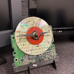 Vintage Punched Computer Punch Card on Mini CD on Circuit Board Clock ...
