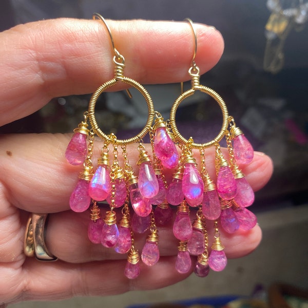 Mystic Topaz and Peacock Pearl Tassel Earrings - Etsy