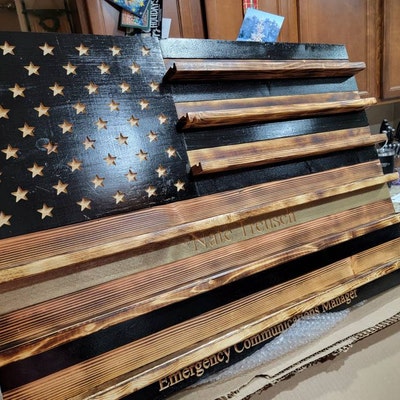 Thin Blue Line Challenge Coin Flag, Police Challenge Coin Charred ...