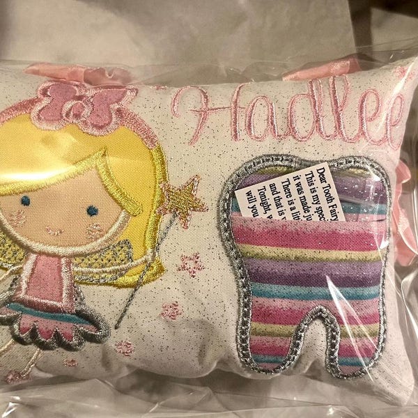 Tooth Fairy Pillow, Girls Tooth Fairy Pillow, Tooth Pillow, Girl Tooth ...