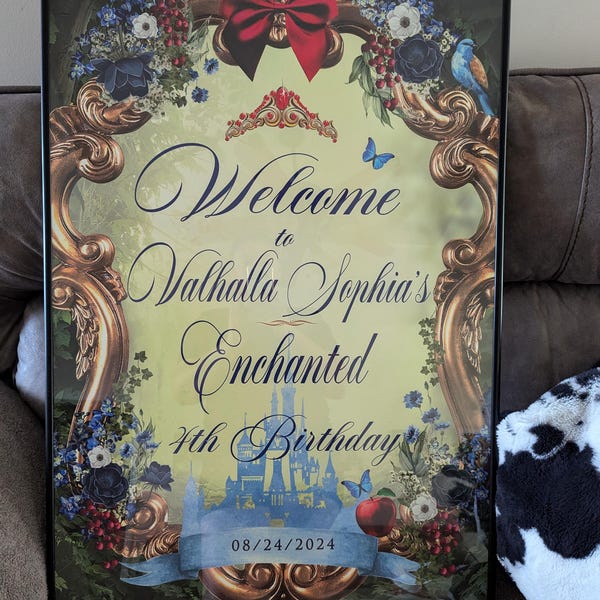Snow White Welcome Sign, Snow White Party Sign, Snow White Birthday ...