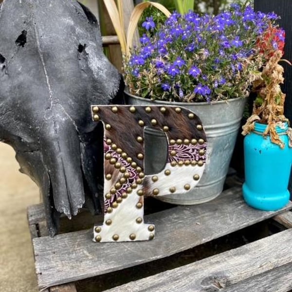 Cowhide Letters 9” - Personalized Western Wall and Shelf Decor *made to ...
