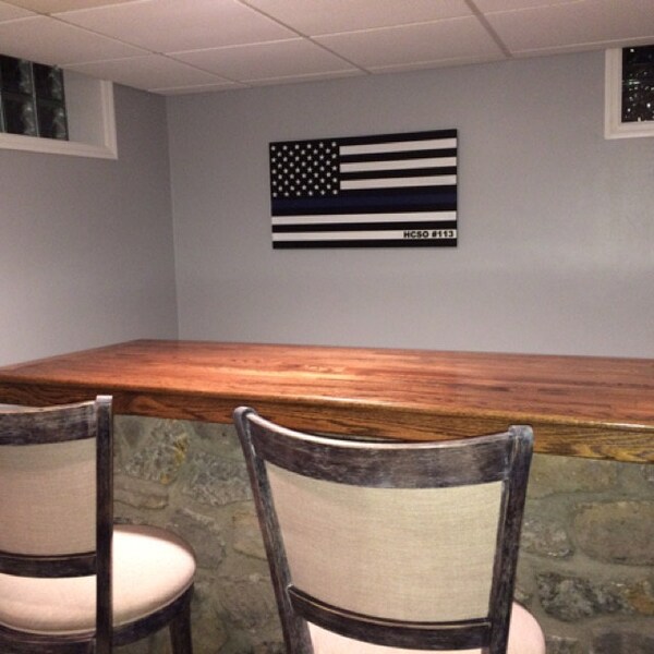 Thin Blue Line Wood Flag, Thin Blue Line Flag, US Flag, Police Flag ...