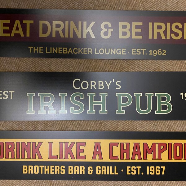 Family Eat Drink & Be Irish Sign, Personalized Pub Decor, Custom Family ...