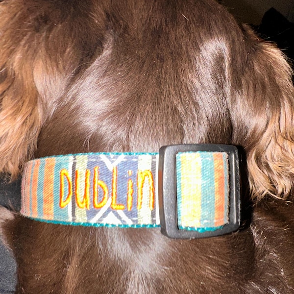 90s Dog Collar, Smiley Face Dog Collar, Embroidered Dog Collar ...