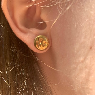 Man in the Moon Earrings, Moon Stud Earrings, Sun Stud Earrings, Moon ...