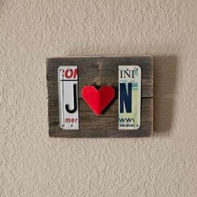 Custom Initials HEART License Plate Sign Unique Anniversary Gift for ...