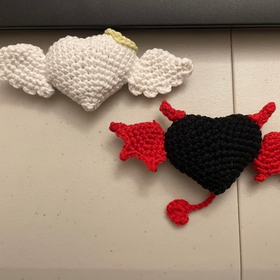 Keychains Devil&angel With Wings Crochet Heart Keychain Pattern ...