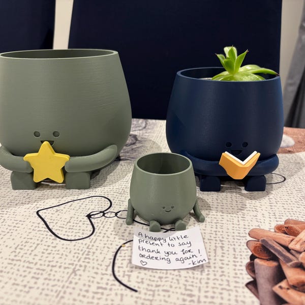 Green Plant Pot Face Happy Cute Plant Pot Decoration Indoor Planter Pot ...