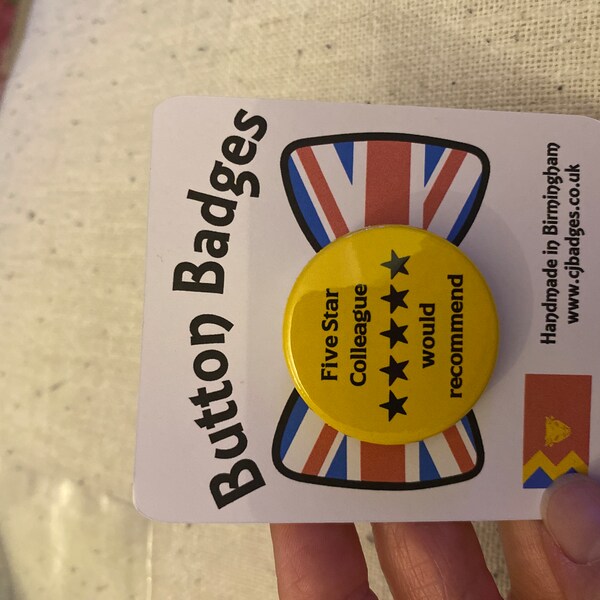 Five Star Colleague Button Badge Recommended - Etsy UK