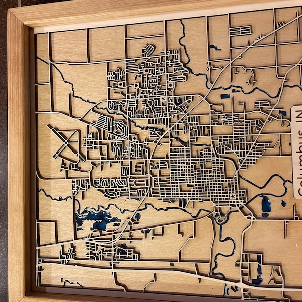 Wooden City Map With Epoxy: Personalized Wall Art - Etsy