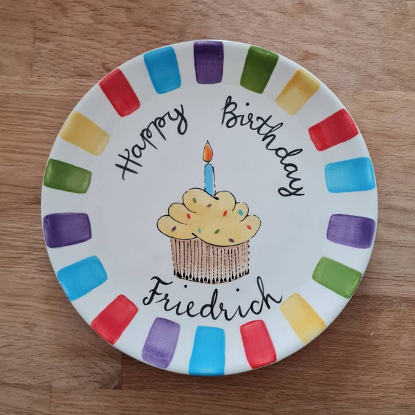 Happy Birthday Plate Personalised Plate Hand-painted Plate celebration ...