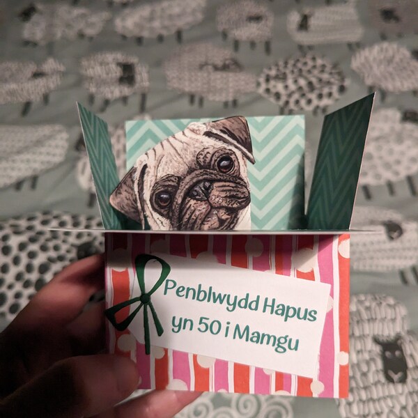Pug Card. 3D Box Card Blank or Personalised For; Birthday, Valentine’s ...