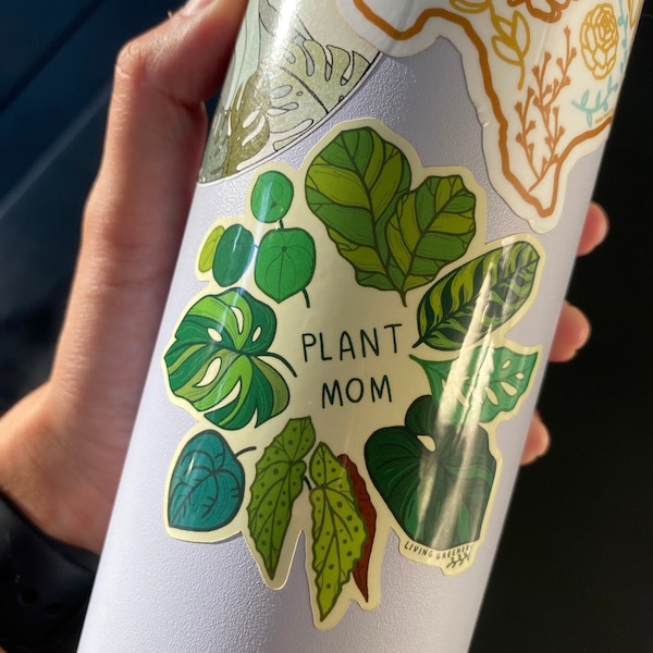 Plant Mom Sticker, Plant Stickers, Glossy Coated Vinyl Die Cut Sticker ...