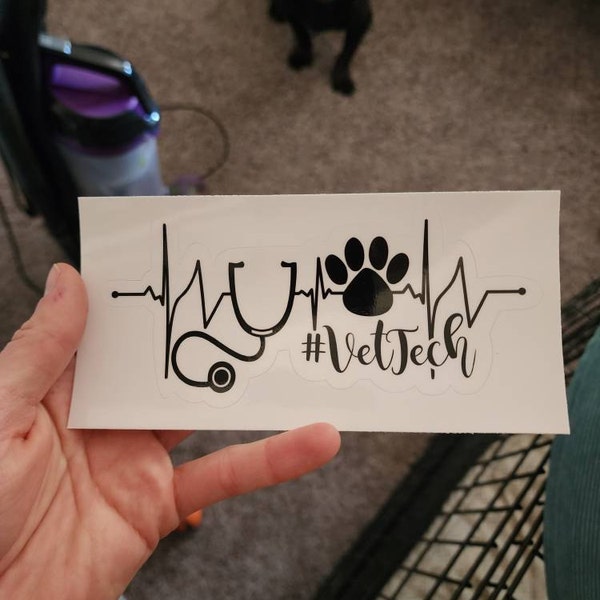 Vet Tech Heart Line Vinyl Sticker, Nurse Sticker, Best Friend Gift ...