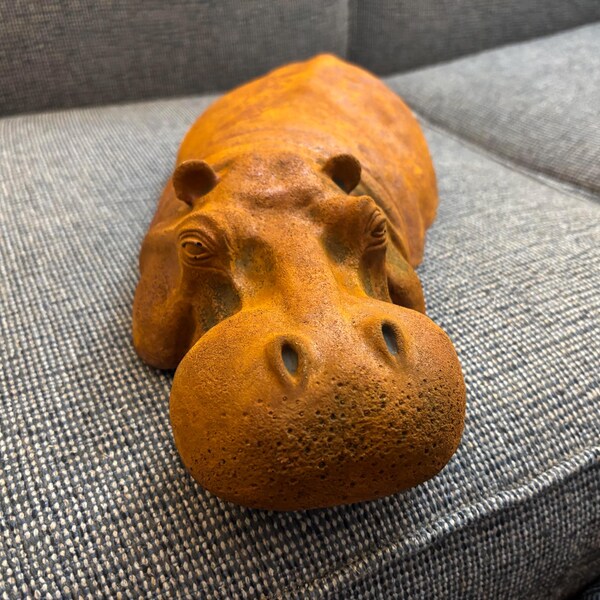 Resin Hippo Metal Garden Sculpture UK - Outdoor Bronze Anniversary Gift ...