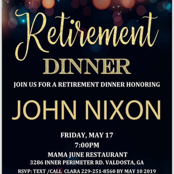 Retirement Dinner Invitation, Retirement Party Girl Invitation ...