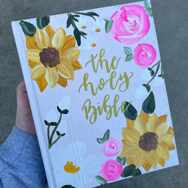 Hand Painted Bible, Hand Painted Journaling Bible KJV, ESV, NIV, Etc ...