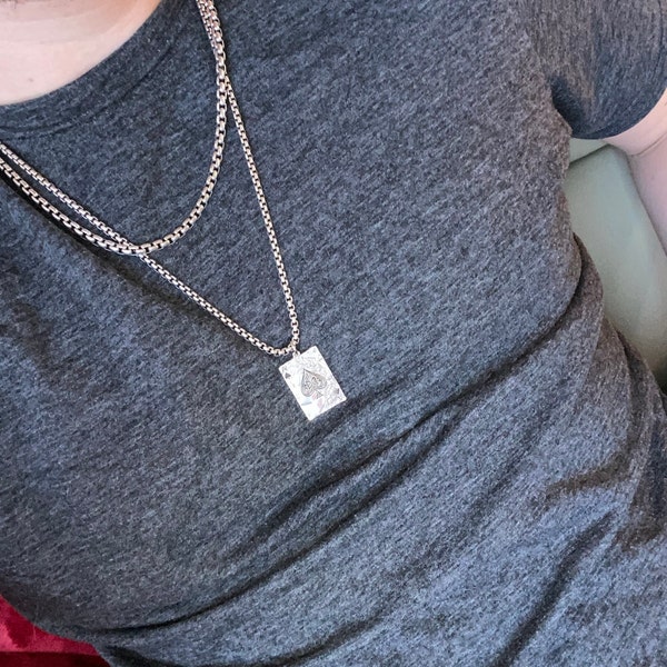Ace of Spades, Playing Card Necklace, Engraved Spade Design, Hand Cut ...