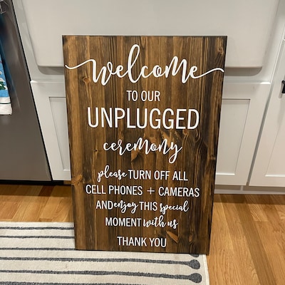 Unplugged Wedding Sign Unplugged Ceremony Sign Vertical Wooden Wedding ...