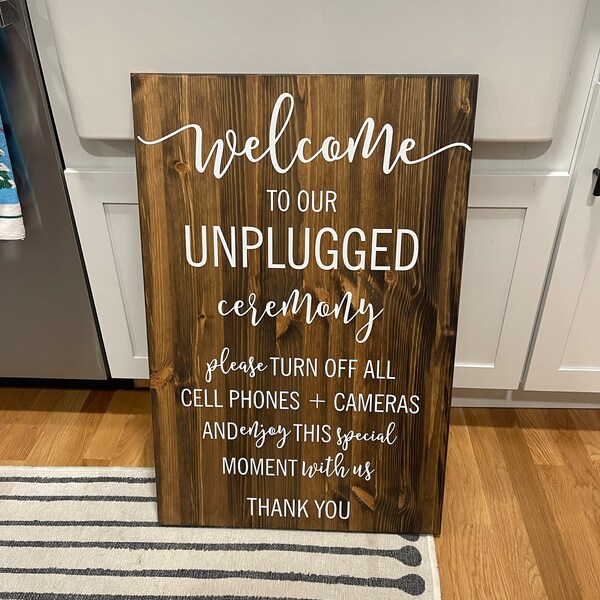 Unplugged Wedding Sign - Unplugged Ceremony Sign - Vertical Wooden ...