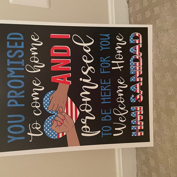 Welcome Home Wife Spouse Husband Sign Red White Sailor Navy Homecoming ...