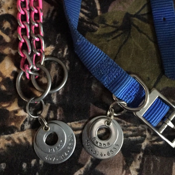 Moon Shadow Rugged Stainless Steel and Brass Dog Tag - Washer Pet ID ...
