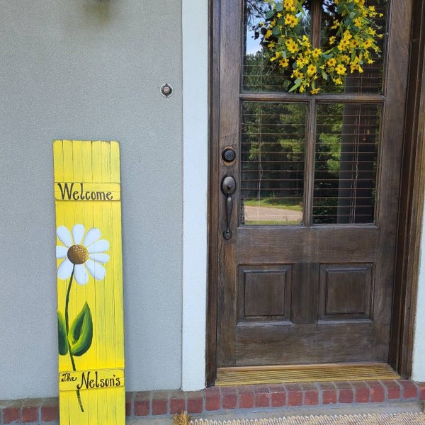 White Daisy Handpainted Shutter Sign, Decorative Porch Leaner ...