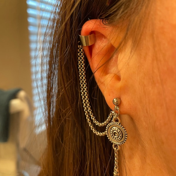 Bajoran Cuff Earring, Hypoallergenic Stainless Steel Stud Post Nut ...