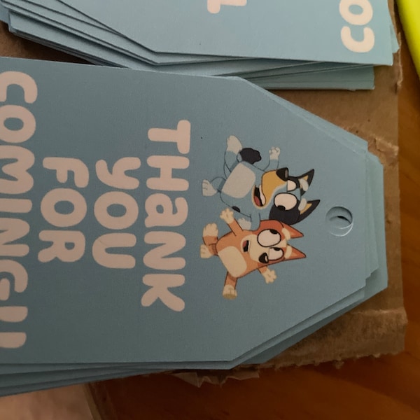 Bluey Inspired Favour Tags, Handmade Birthday Party Gifts Baby Toddler ...