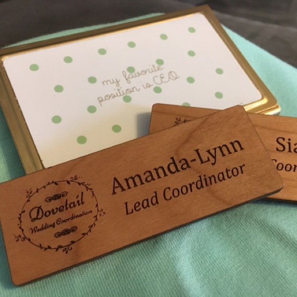 Wooden Name Tags - Laser Engraved , With Magnetic Holder - Etsy