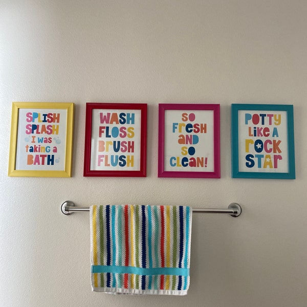 Colorful Kids Bathroom Printable Signs, Set of 9, Rainbow Colors ...