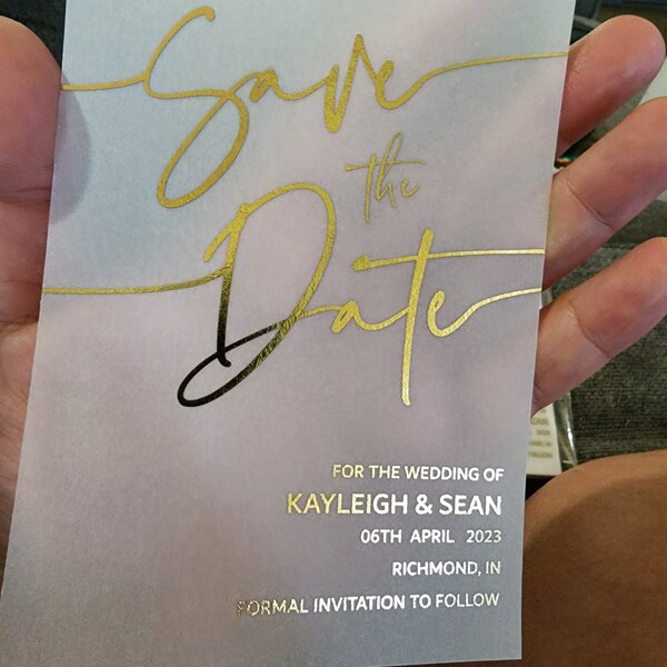 Foil Save the Date Vellum With Botanical Backing Card, Minimalist Save ...