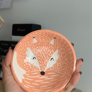 Handmade Ceramic Sleeping Fox Plate, Hand Painted Fox Dish, Ring Holder ...