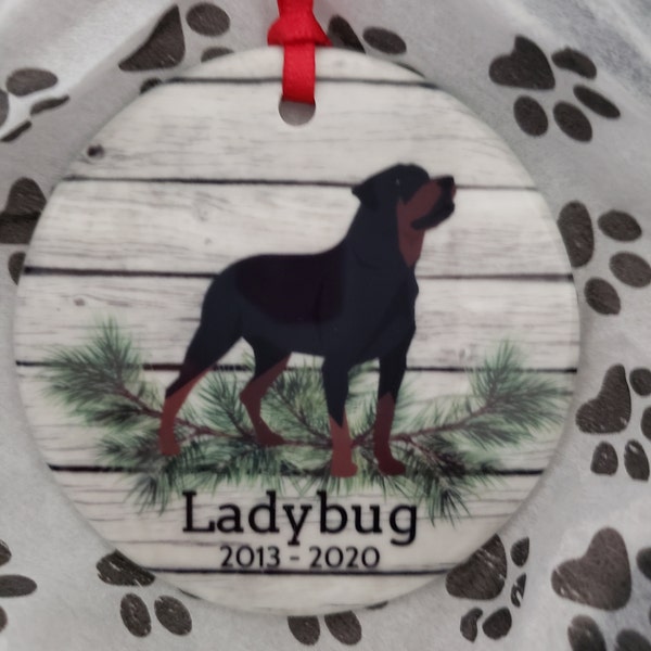 Personalized Rottweiler Christmas Ornament, Rottie Memorial Gift - Etsy